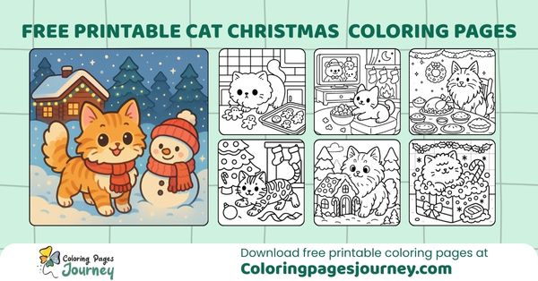 Cat Christmas Coloring Pages (45+ Free Printable PDF Sheets)