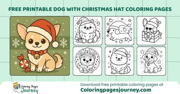 Dog With Christmas Hat Coloring Pages - 15+ Free Printable PDF Sheets